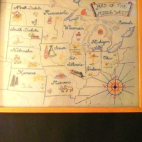 Vintage | Other | Vintage Embroidered Map Of The Midwest | Poshmark